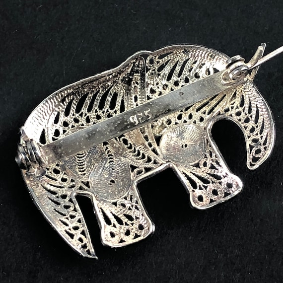 Sterling Silver Filigree Elephant Brooch Pin / 925 Si… - Gem