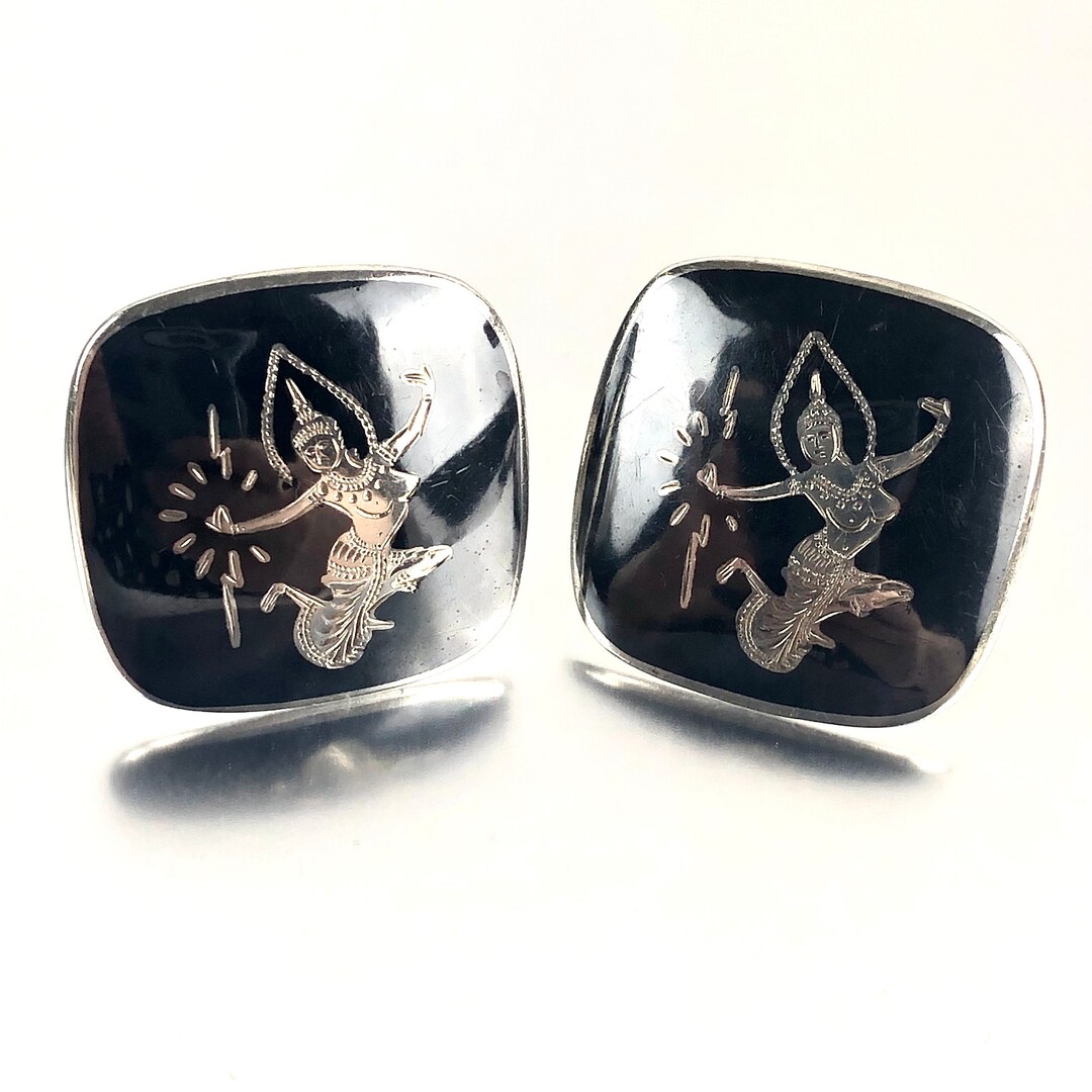 Vintage Siam Niello Dancer Sterling Silver 925 Cufflinks - Etsy