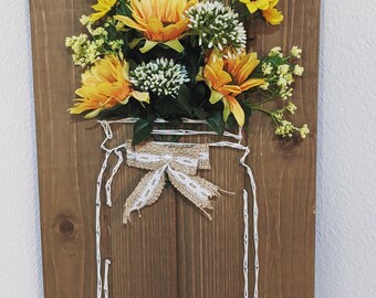 Mason Jar String Art Wooden Sign Flower Decor - Etsy