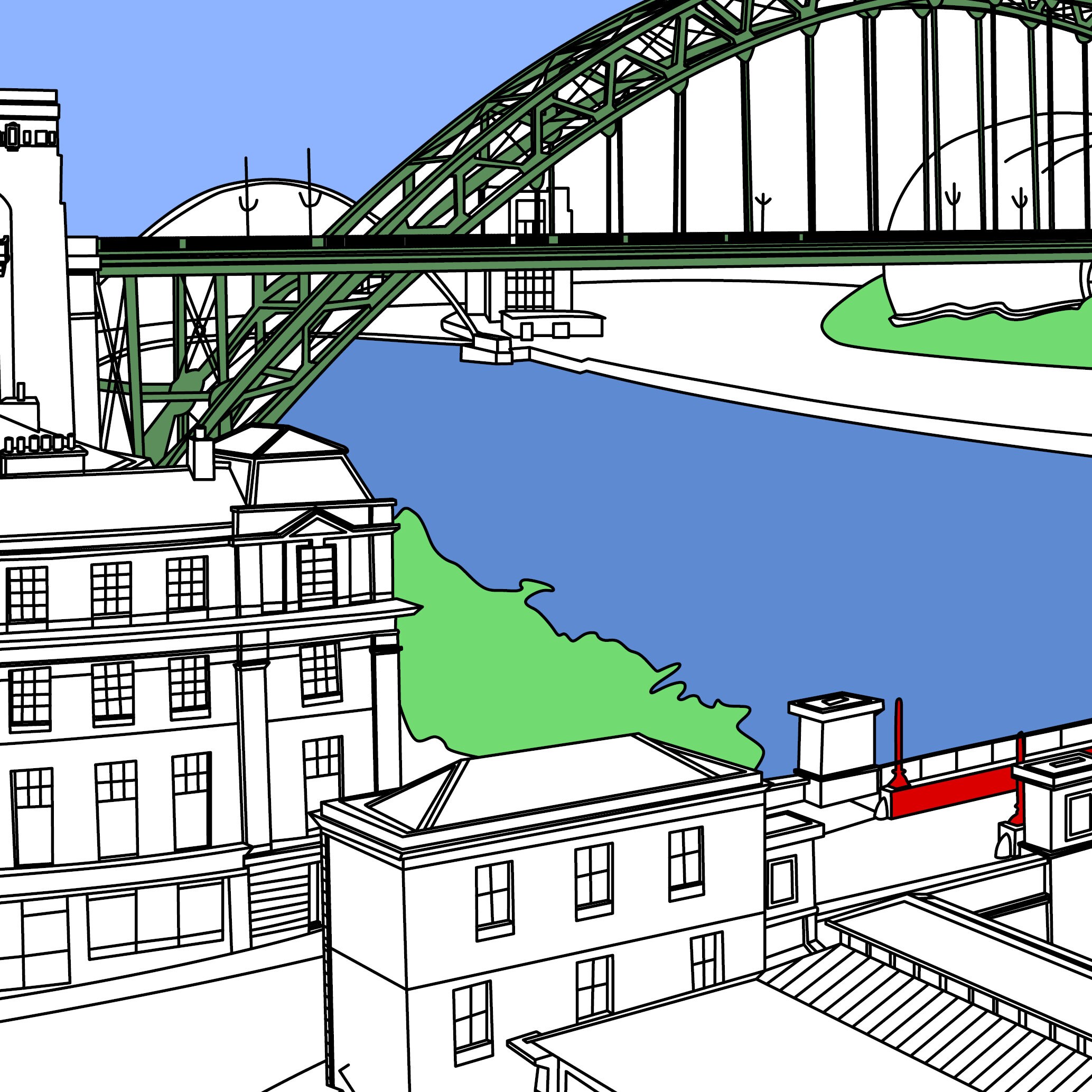 The Tyne Bridge & Swing Bridge at the Quayside Colour - Etsy UK
