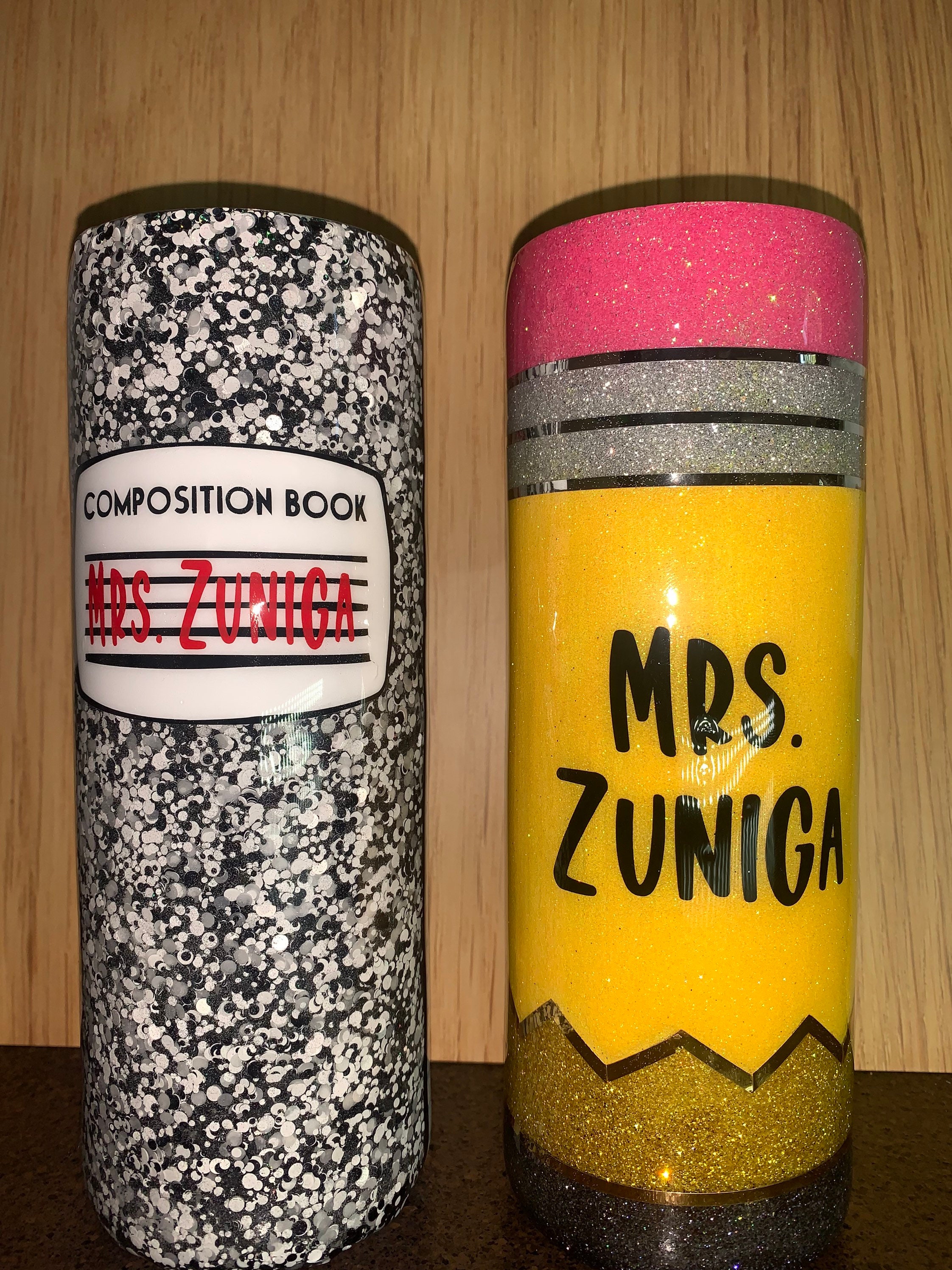 2 Tumblers Pencil Tumbler Composition Tumbler Teacher - Etsy
