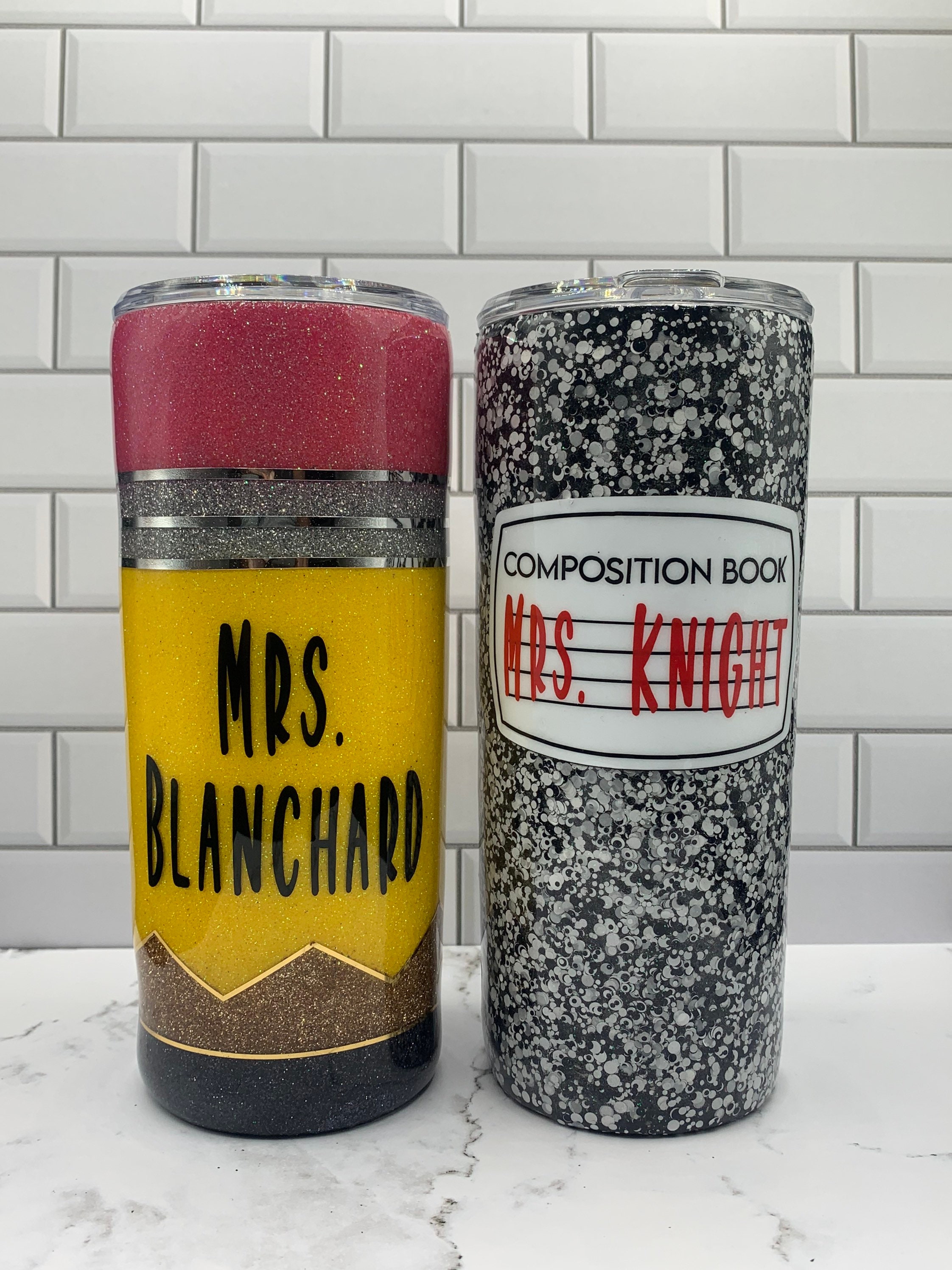 2 Tumblers Pencil Tumbler Composition Tumbler Teacher - Etsy
