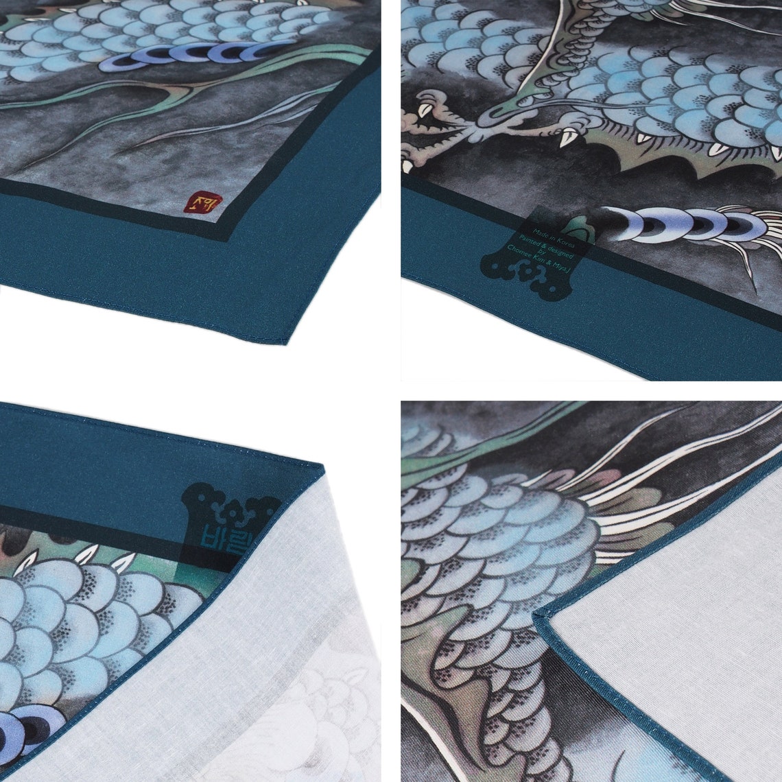 Blue Dragon Luxury Bandana Biker Durag Tattoo Headwrap KPOP - Etsy