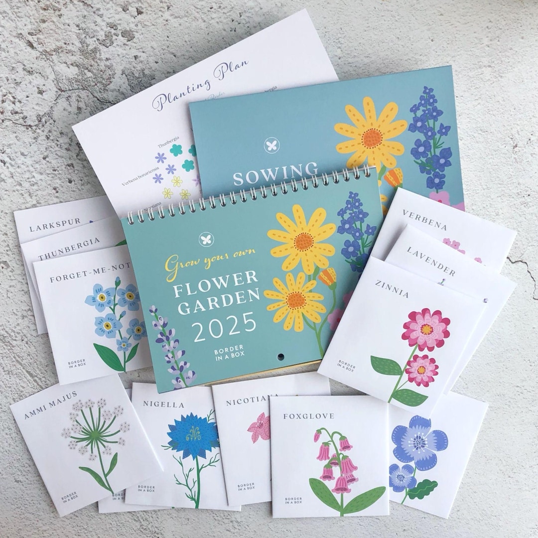 Flower Seed Wall Calendar A5 Opens to A4, 12 Seed Packets one to Sow ...