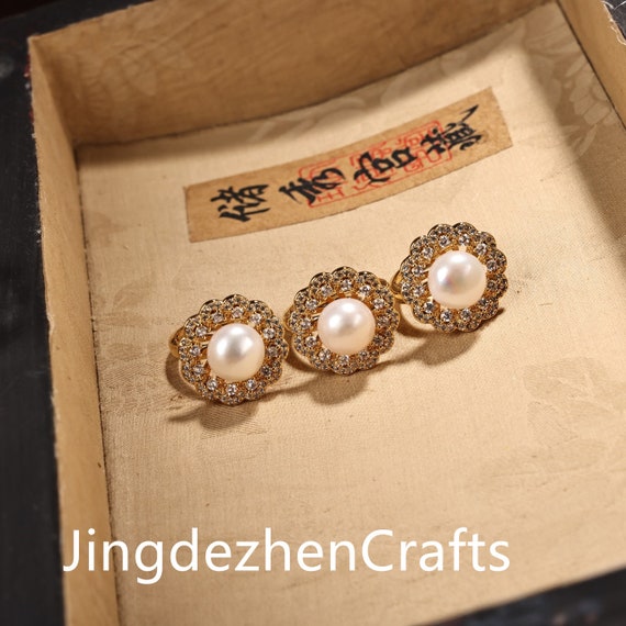 Chinese antique handcrafted filigree craft inlaid nat… - Gem