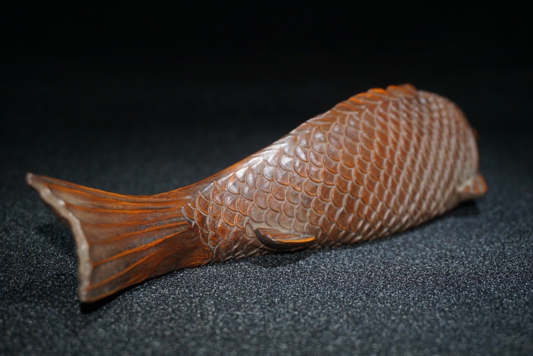 Chinese Antique Natural Boxwood Fish Statue the Ancients Pure | Etsy