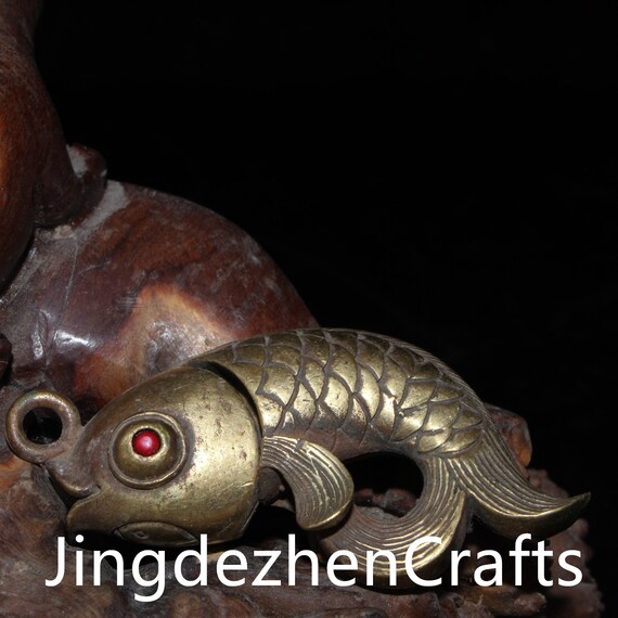 Chinese antique pure copper goldfish statue furniture… - Gem