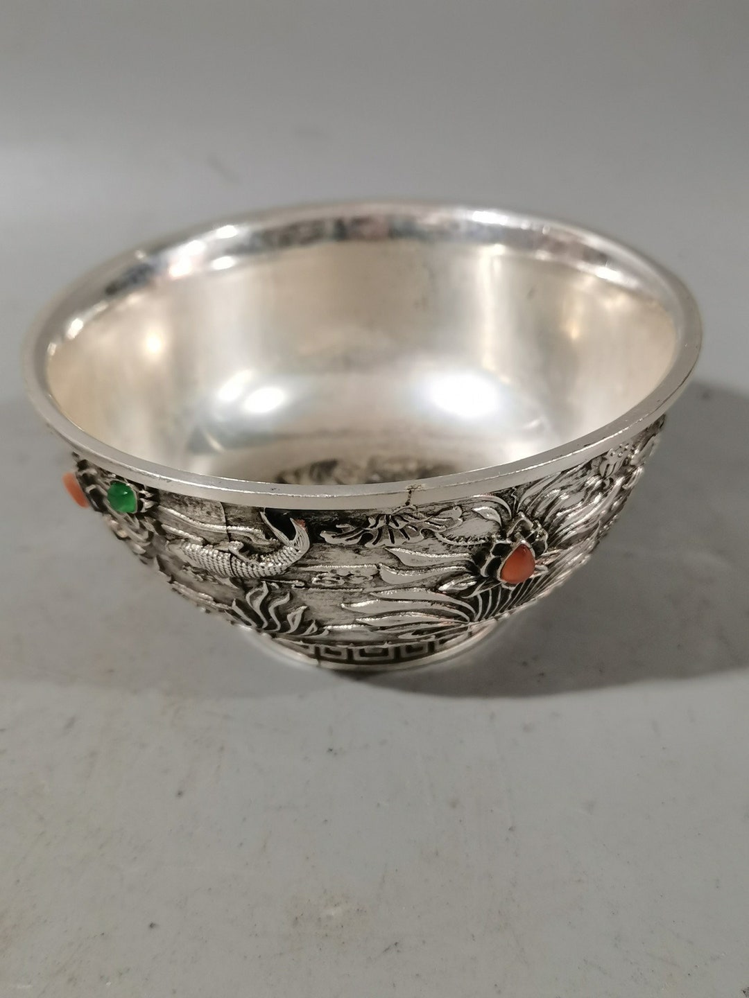 Chinese Statue Hand-carved Silver Fish Bowl Ornament, Highly ...