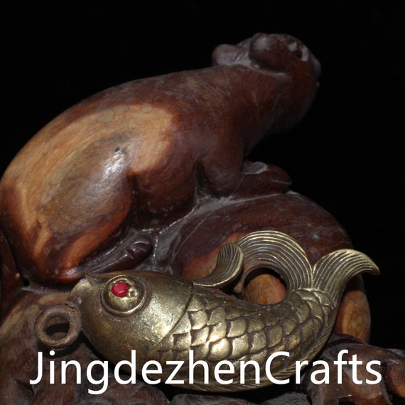 Chinese antique pure copper goldfish statue furniture… - Gem