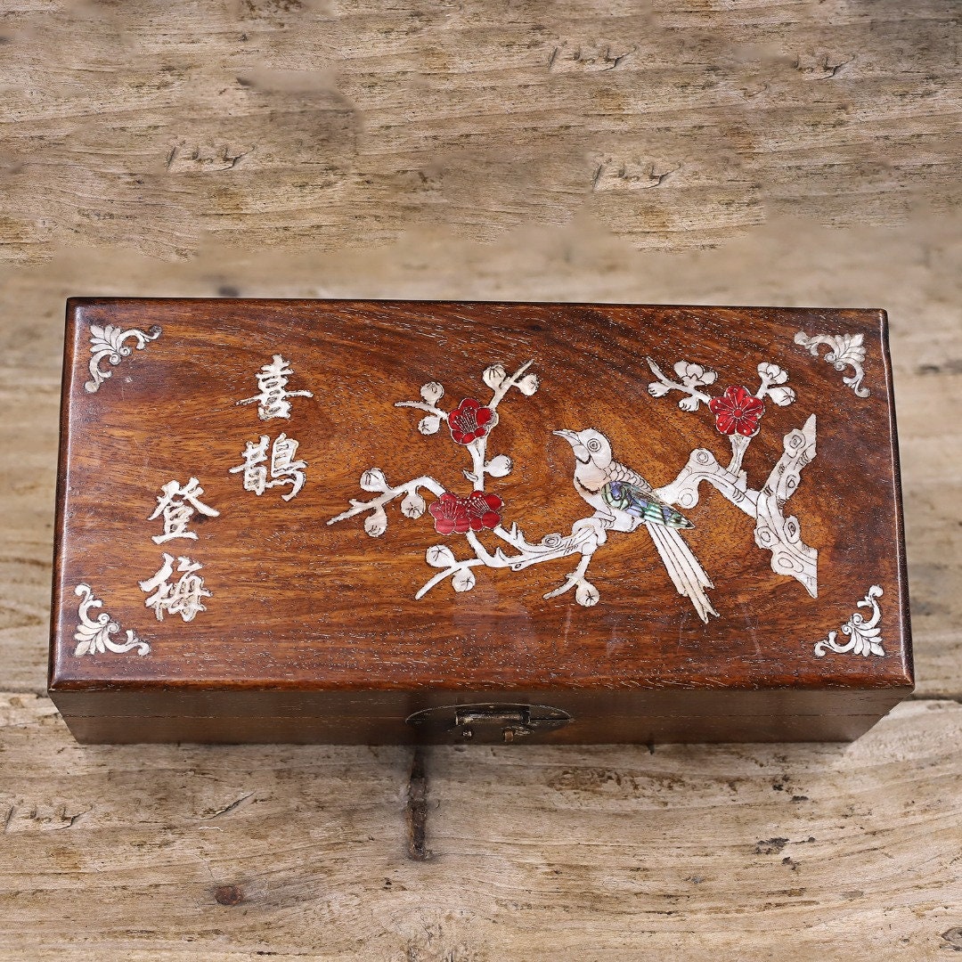Chinese Purely Hand-carved Rosewood Inlaid Jewelry Box - Etsy