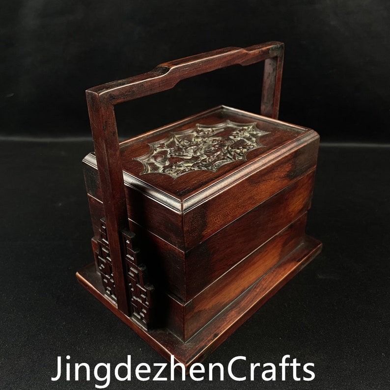 Boxes & Bins Collection of Chinese antique hand-carved rosewood food ...
