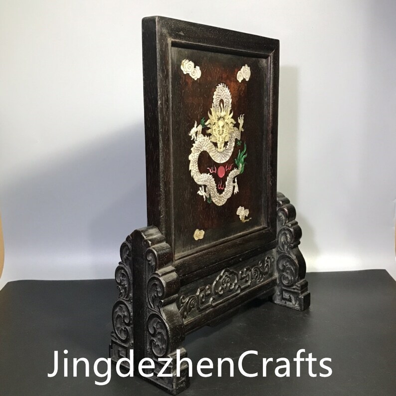The Ancient Chinese Handmade Sandalwood Inlaid Shell Dragon - Etsy