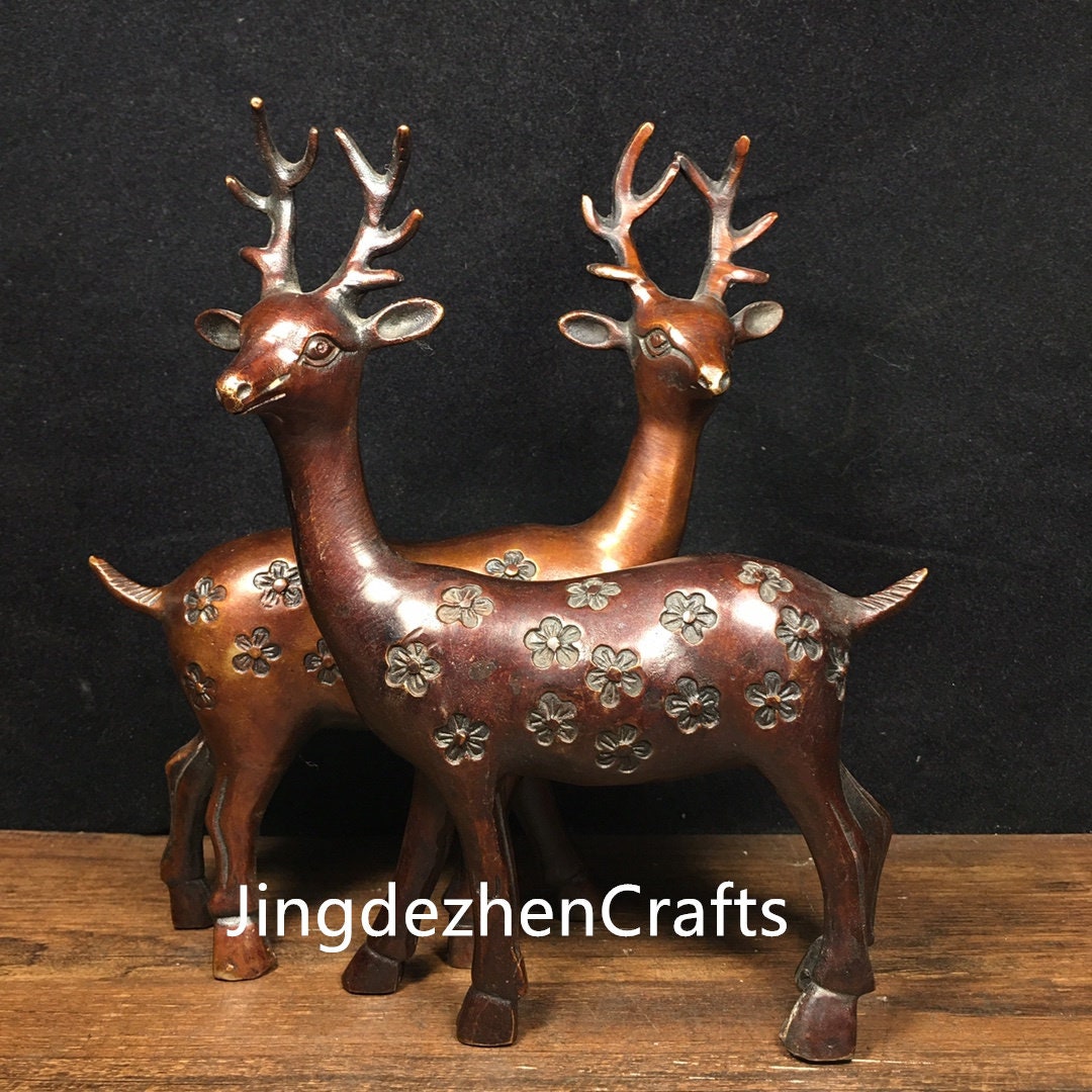 Statues Chinese antique statue pure copper carving old craft collection ...