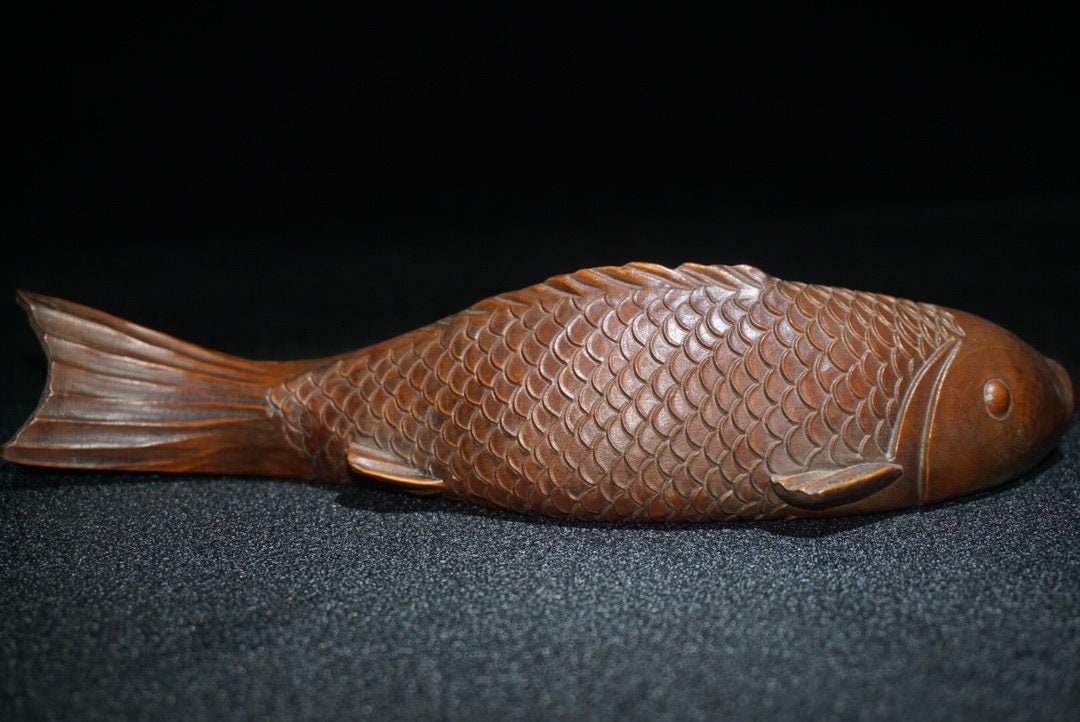 Chinese Antique Natural Boxwood Fish Statue the Ancients Pure | Etsy