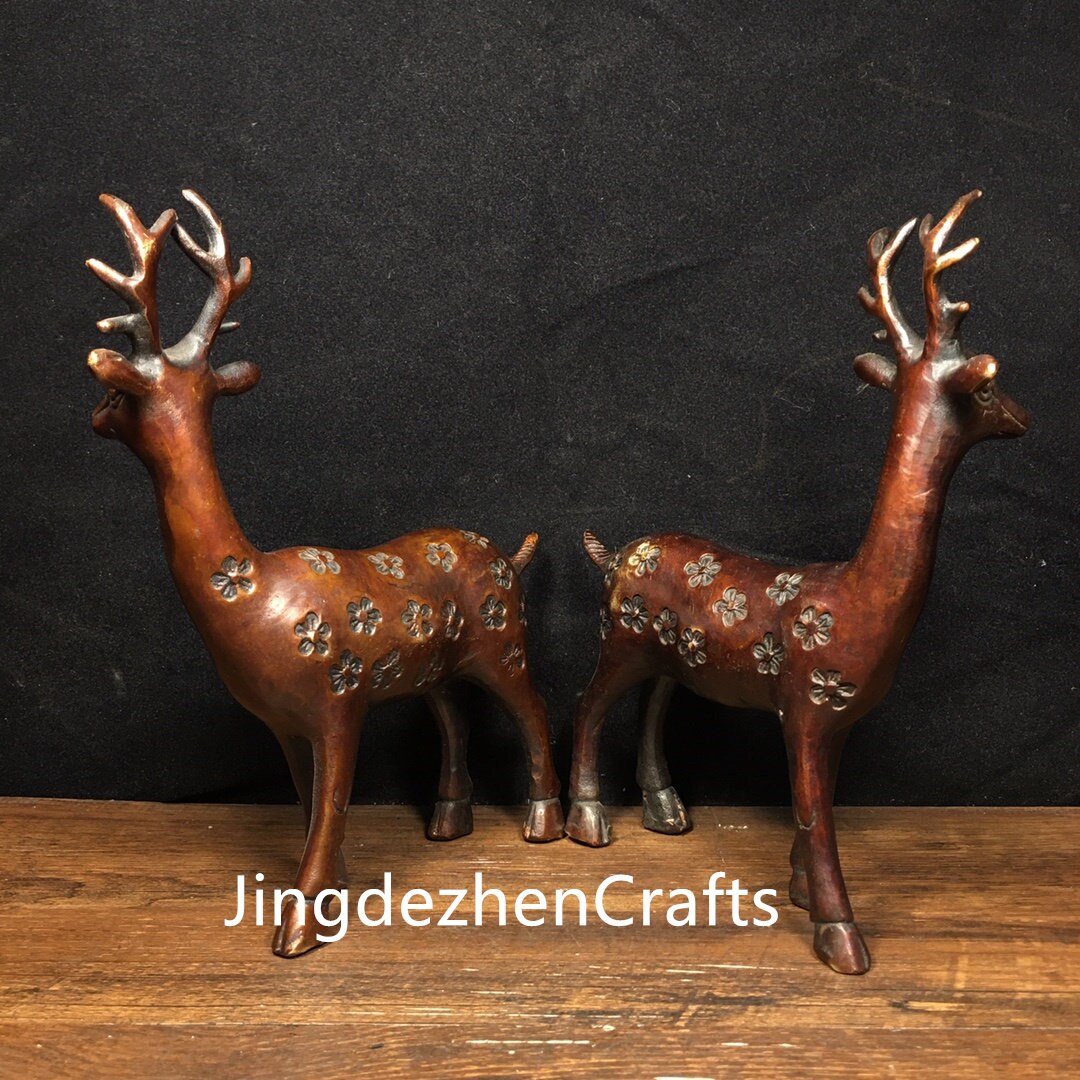 Statues Chinese antique statue pure copper carving old craft collection ...