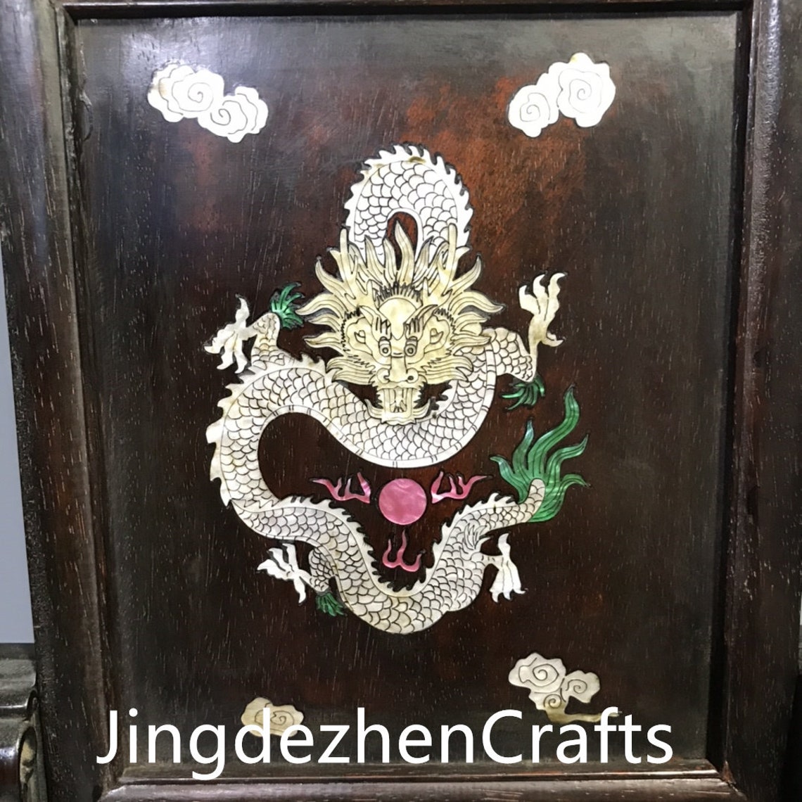 The Ancient Chinese Handmade Sandalwood Inlaid Shell Dragon - Etsy