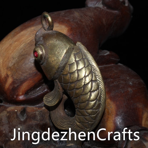 Chinese antique pure copper goldfish statue furniture… - Gem