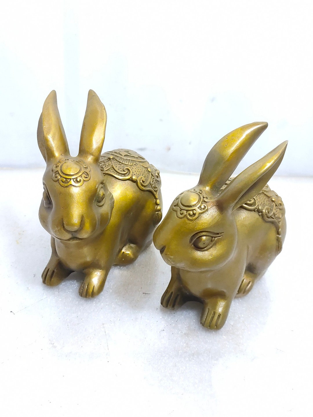 A Pair of Chinese Antique Brass Lucky Rabbits, Precious and Exquisite ...