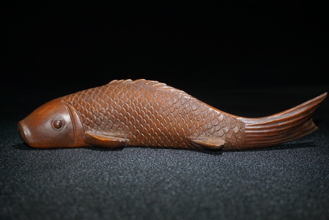 Chinese Antique Natural Boxwood Fish Statue the Ancients Pure - Etsy