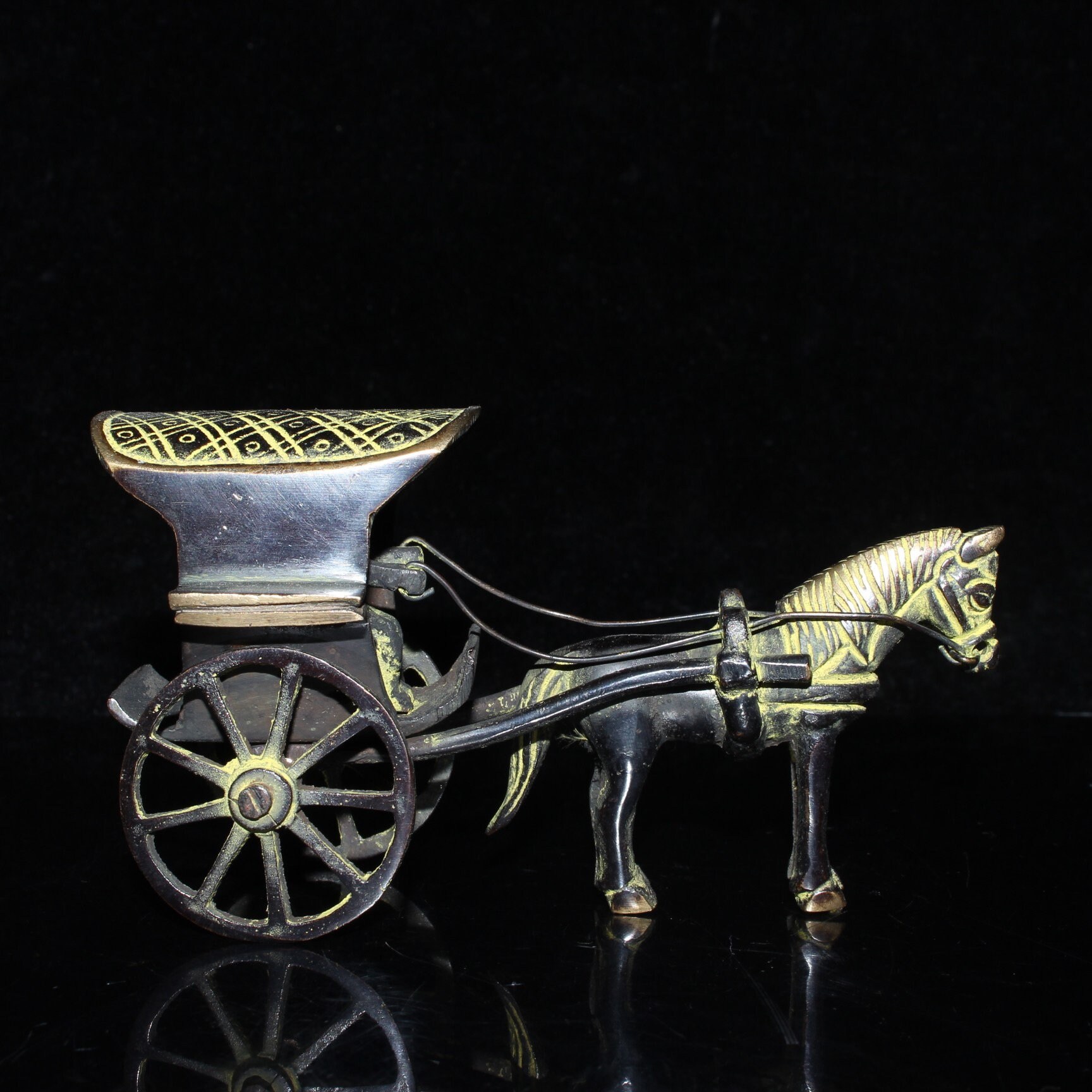 Chinese antique collection bronze handmade horse drawn | Etsy