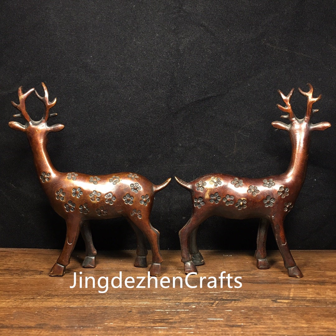 Statues Chinese antique statue pure copper carving old craft collection ...