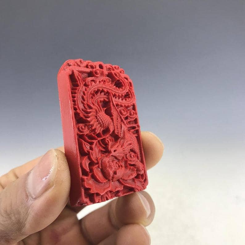 Chinese Antique Cinnabar Pendant Hand-carved Phoenix Pendant. - Etsy