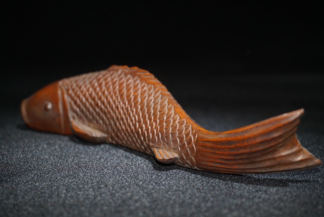 Chinese Antique Natural Boxwood Fish Statue the Ancients Pure - Etsy