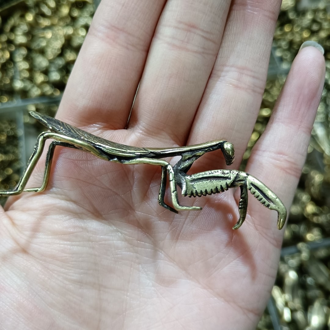 Ancient Chinese Collection of Antique Copper Mantis Statues, Pure Hand ...