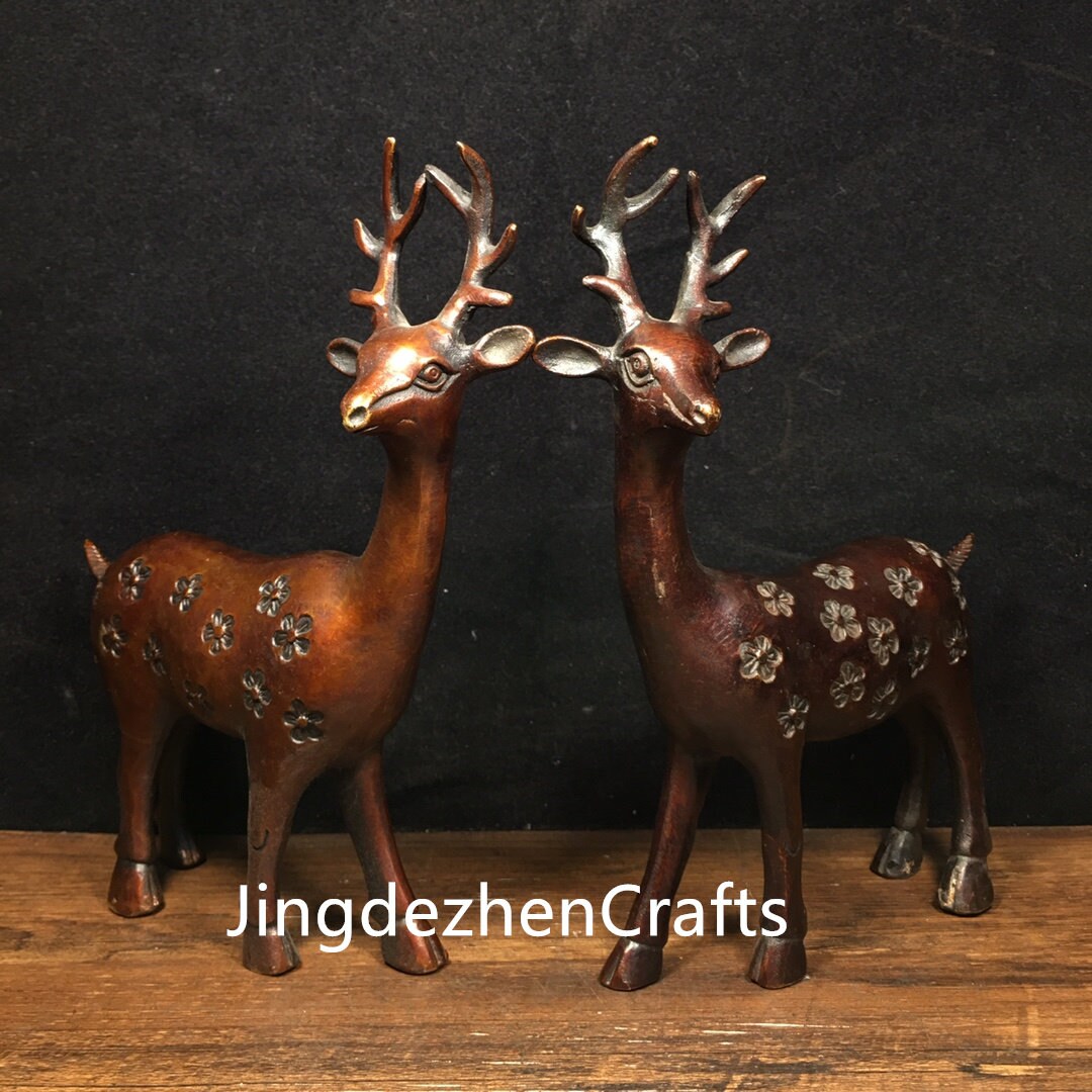 Statues Chinese antique statue pure copper carving old craft collection ...