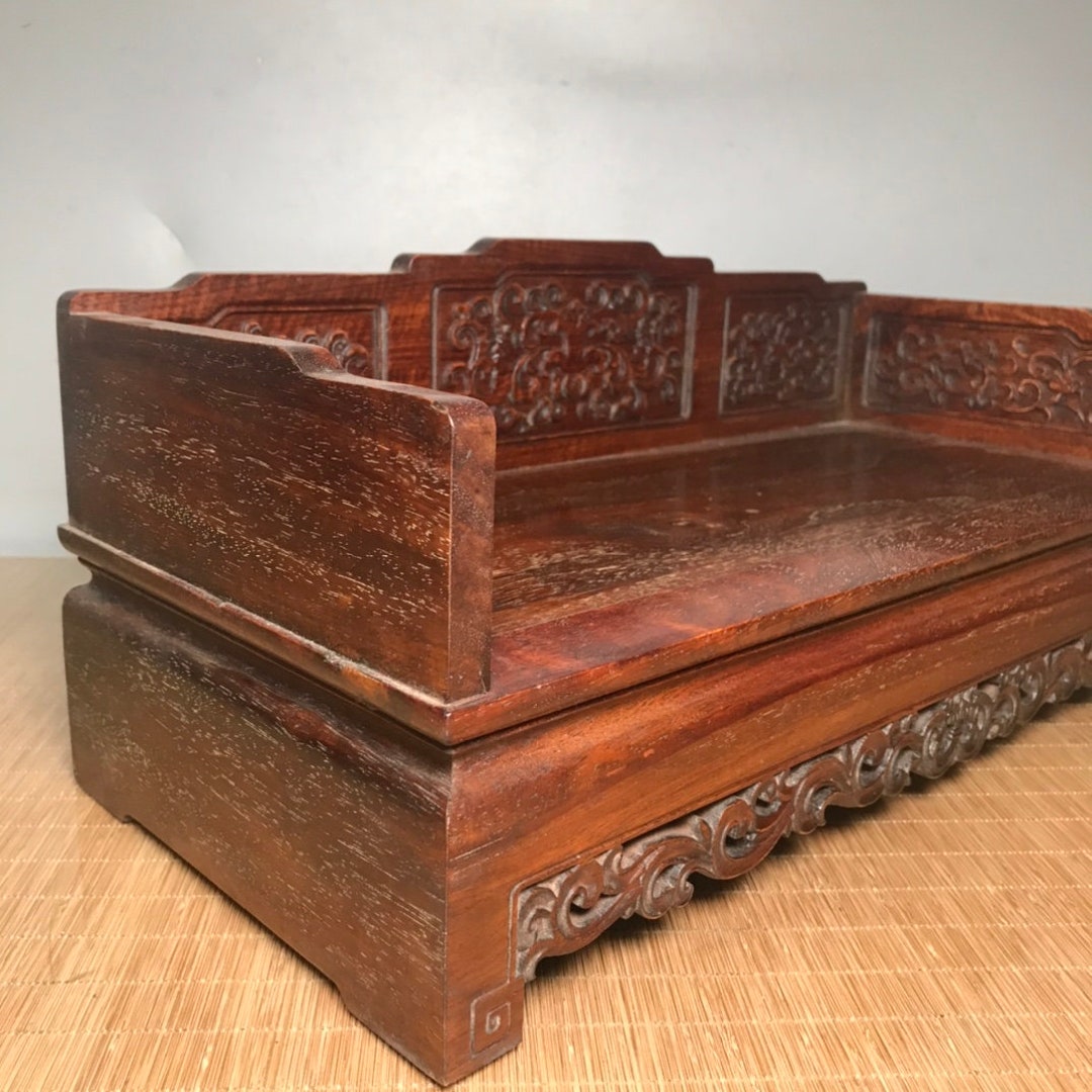 Chinese Pure Hand-carved Rosewood Arhat Bed Ornaments, Exquisite and ...