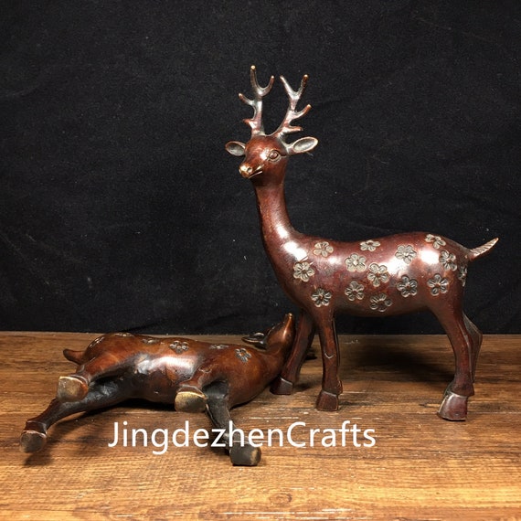 Statues Chinese antique statue pure copper carving old craft collection ...