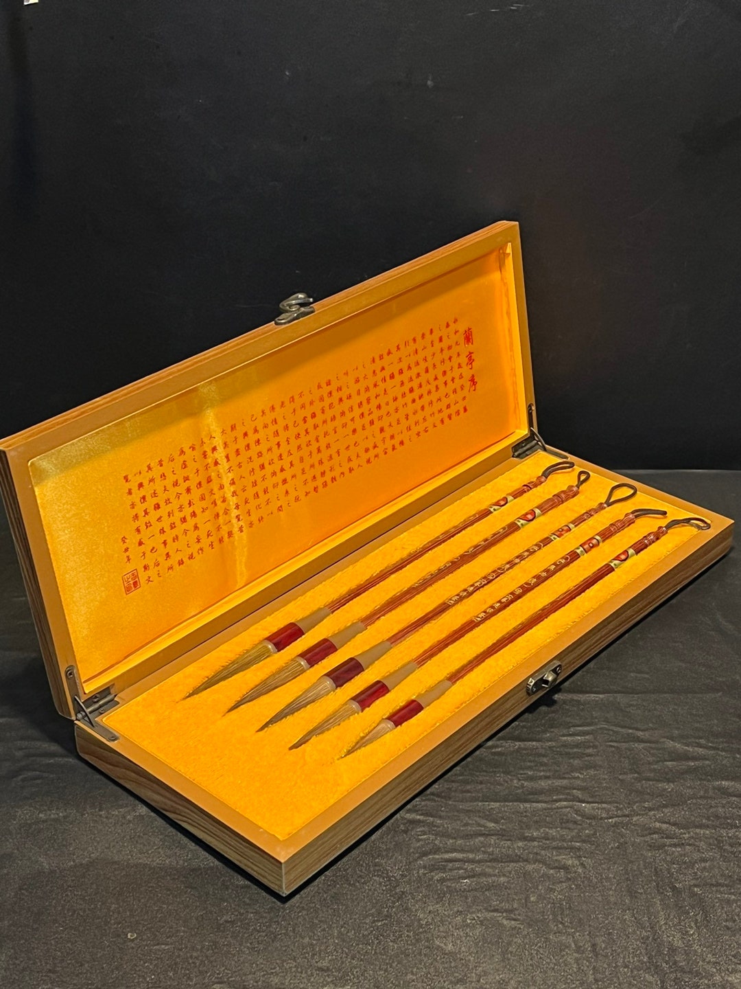 Ancient Chinese Pure Hand-carved Red Acid Stick Complete Set of Brushes ...