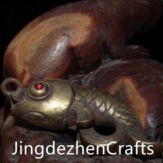 Chinese antique pure copper goldfish statue furniture… - Gem