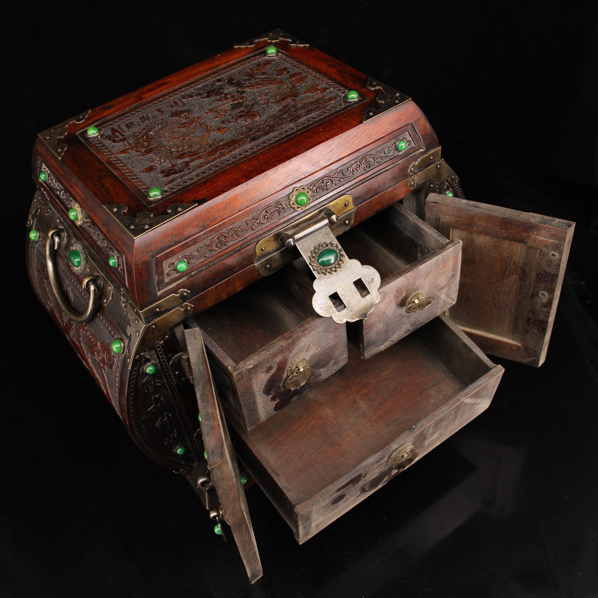 Chinese Antique Box Collection Handmade Wood Inlaid Gem Box | Etsy