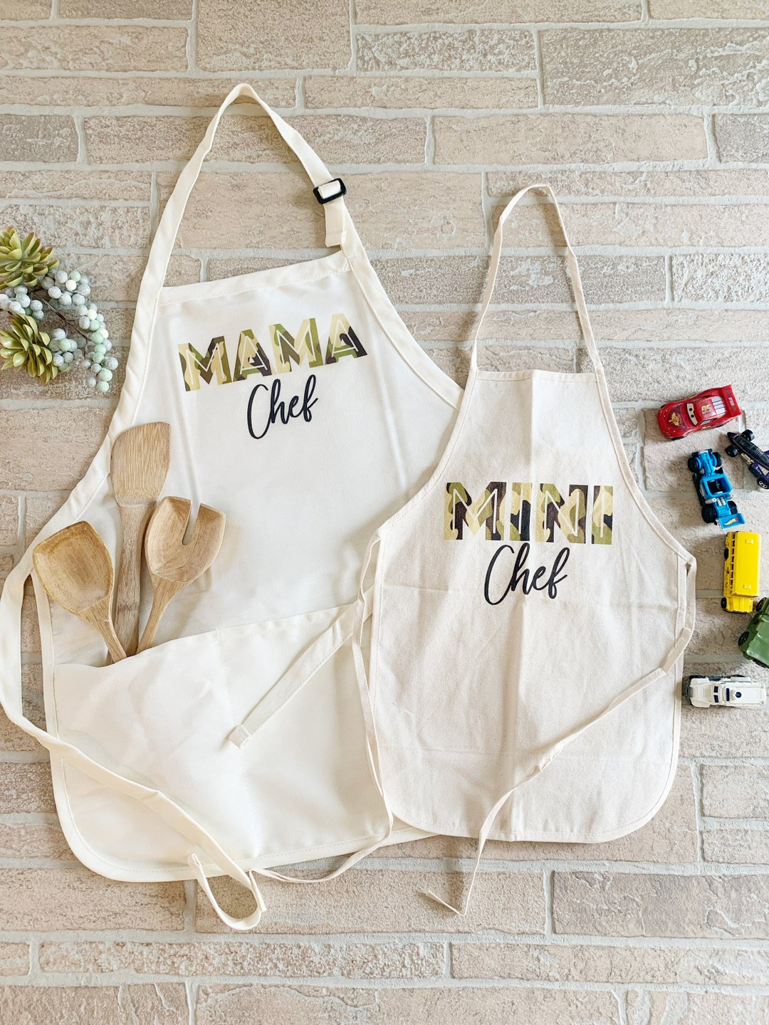 Apron for Mom and Son, Camo Mama Chef and Mini Chef Aprons - Kids ...
