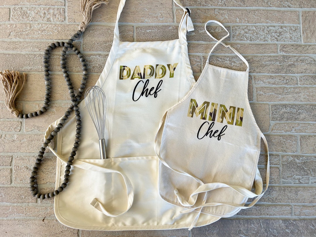 Apron for Dad, Camo Daddy Chef and Mini Chef Aprons - Kids Aprons (ages ...