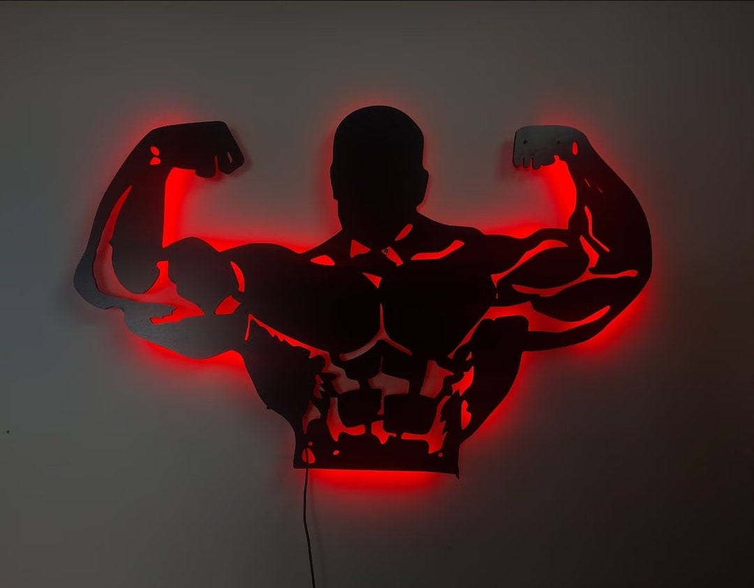 Bodybuilding Sign Metal Wall Art Decor With Led Lights Gym - Etsy