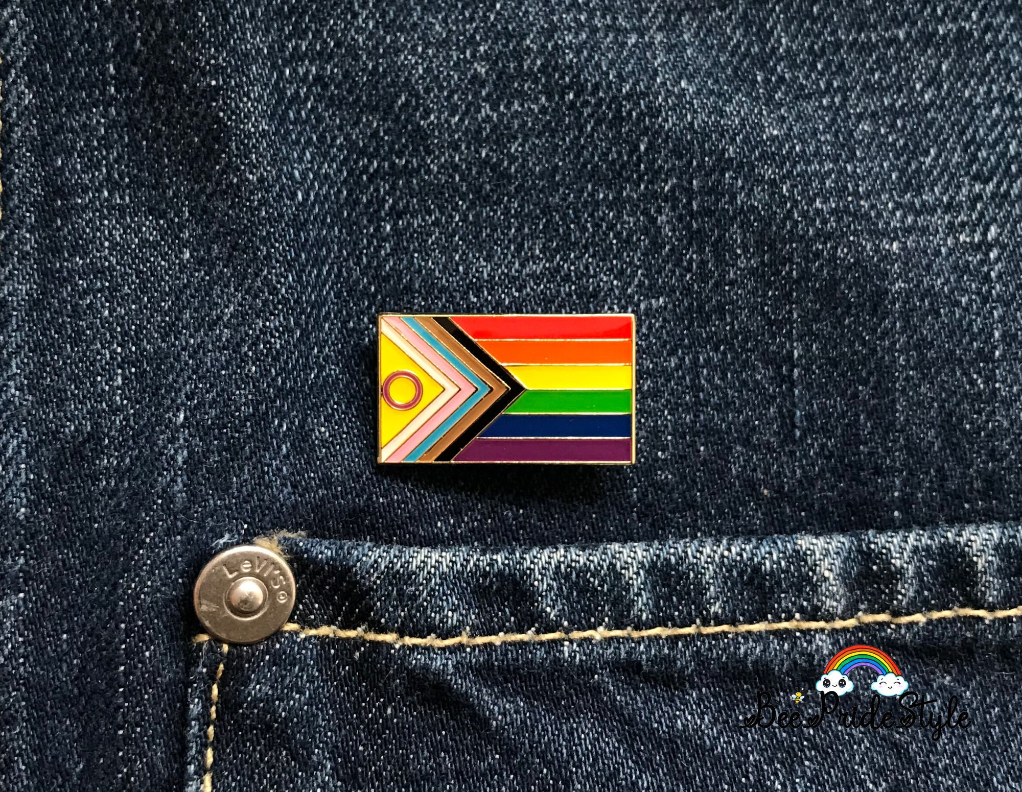 Progress Pride Flag Pin Rainbow Inclusive Intersex - Etsy UK