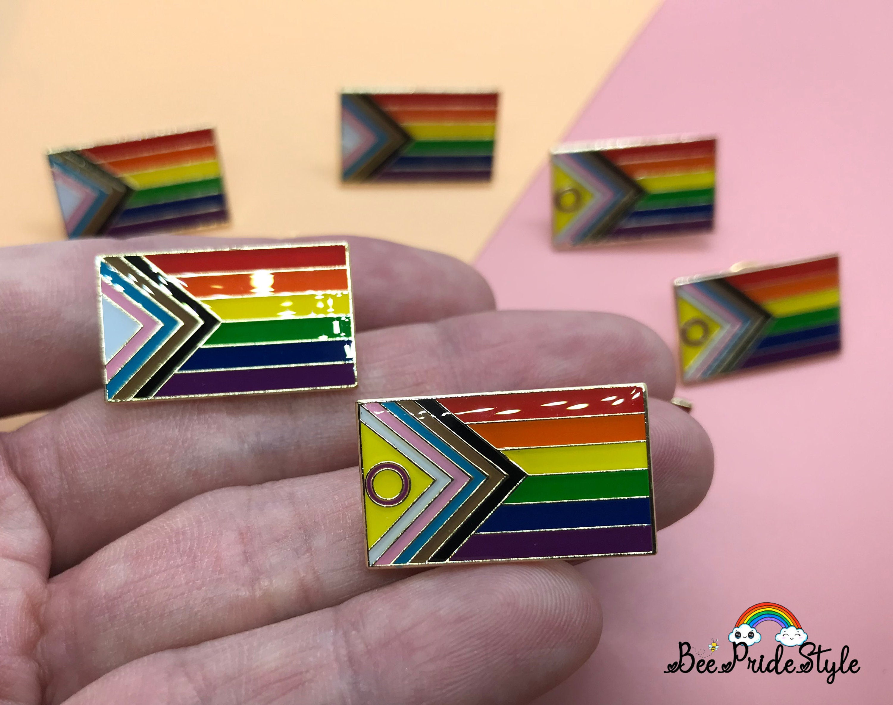 Progress Pride Flag Pin Rainbow Inclusive Intersex - Etsy UK