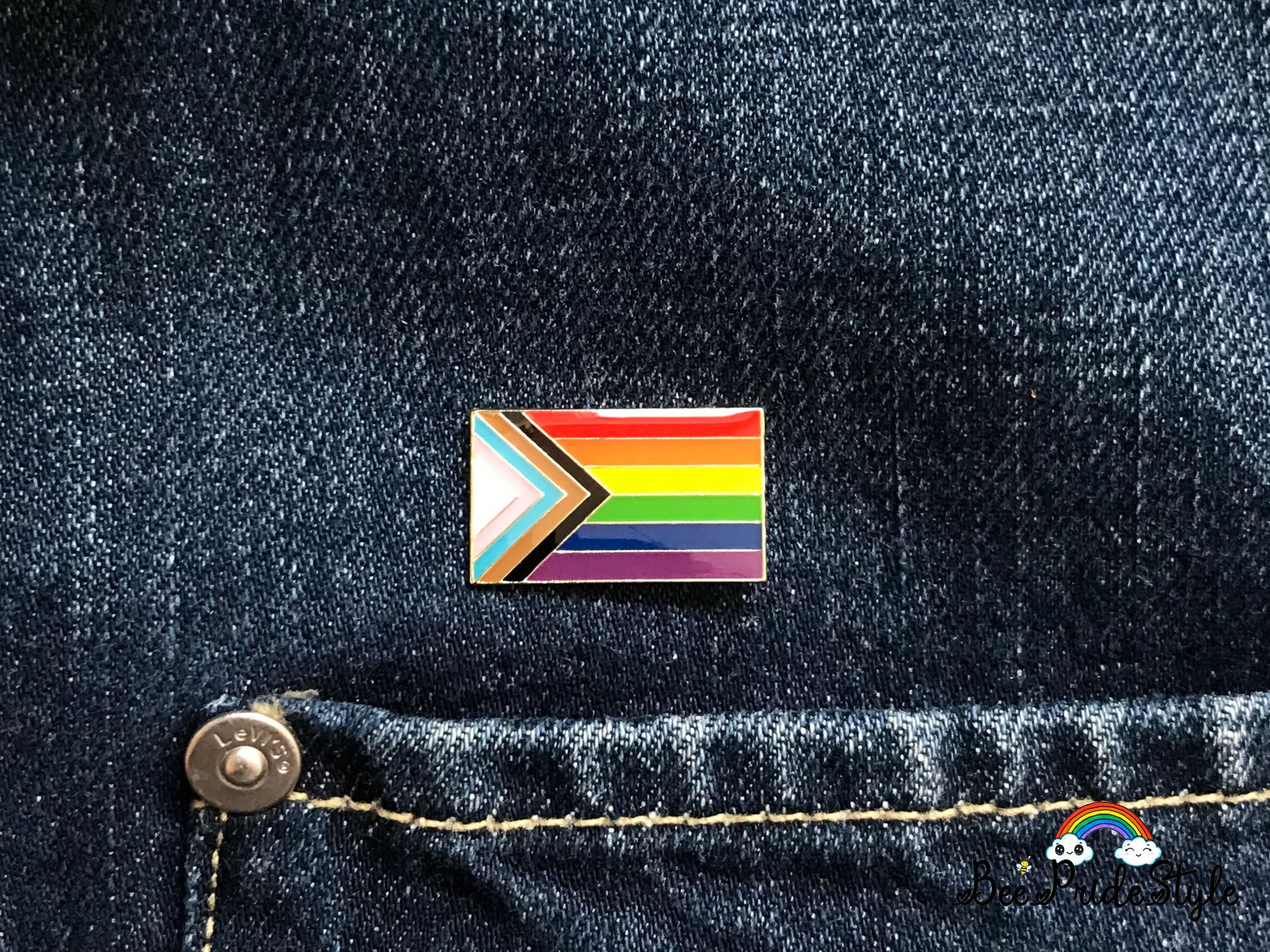 Progress Pride Flag Pin Rainbow Inclusive Intersex - Etsy UK