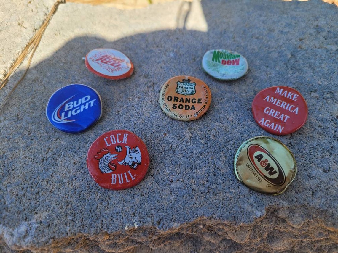 Mystery Vintage Soda/beer Button Pins - Etsy