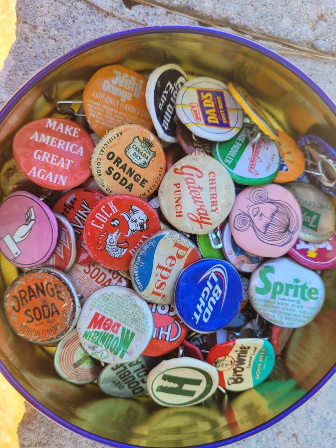 Mystery Vintage Soda/beer Button Pins - Etsy