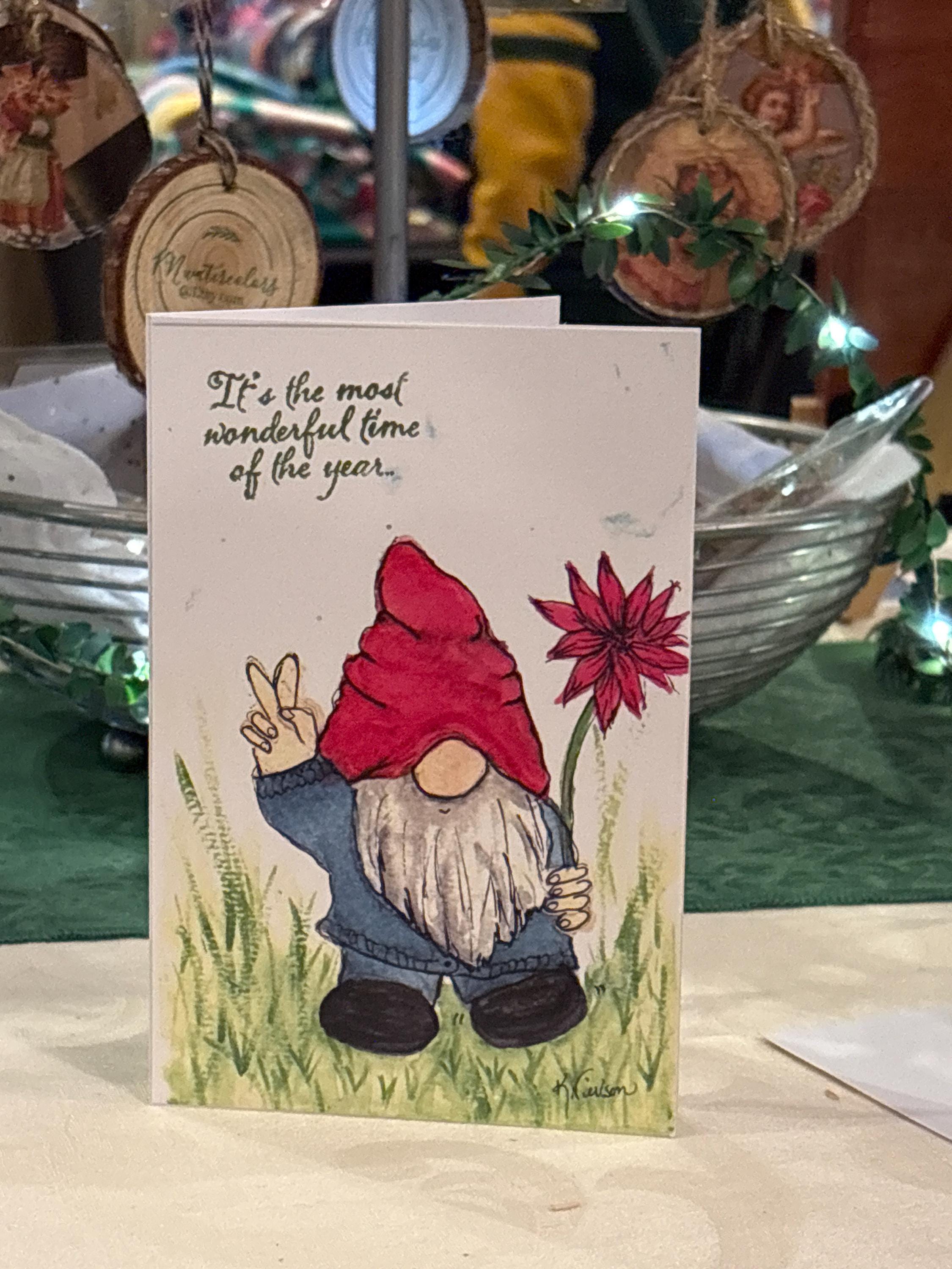 Holiday Greetings Gnome Card. - Etsy
