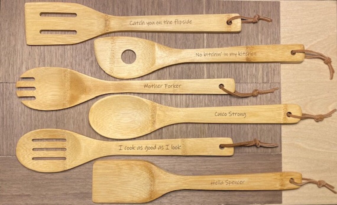 Custom Engraved Bamboo Wood Spoons - Etsy
