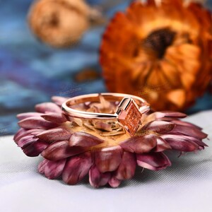 Natural Sunstone Engagement Ring/ Orange Gemstone Wedding Gold Ring ...