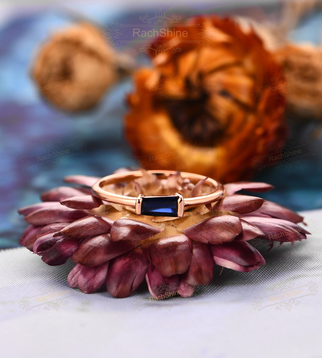 Saphir Ehering / Ladder Square 2.5x3x6mm Saphir Ehering / einzigartiger ...