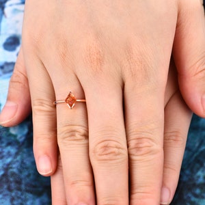 Natural Sunstone Engagement Ring/ Orange Gemstone Wedding Gold Ring ...