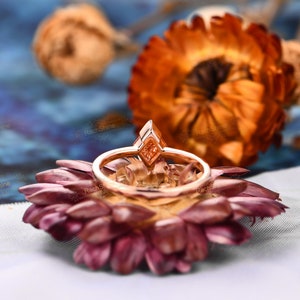 Natural Sunstone Engagement Ring/ Orange Gemstone Wedding Gold Ring ...