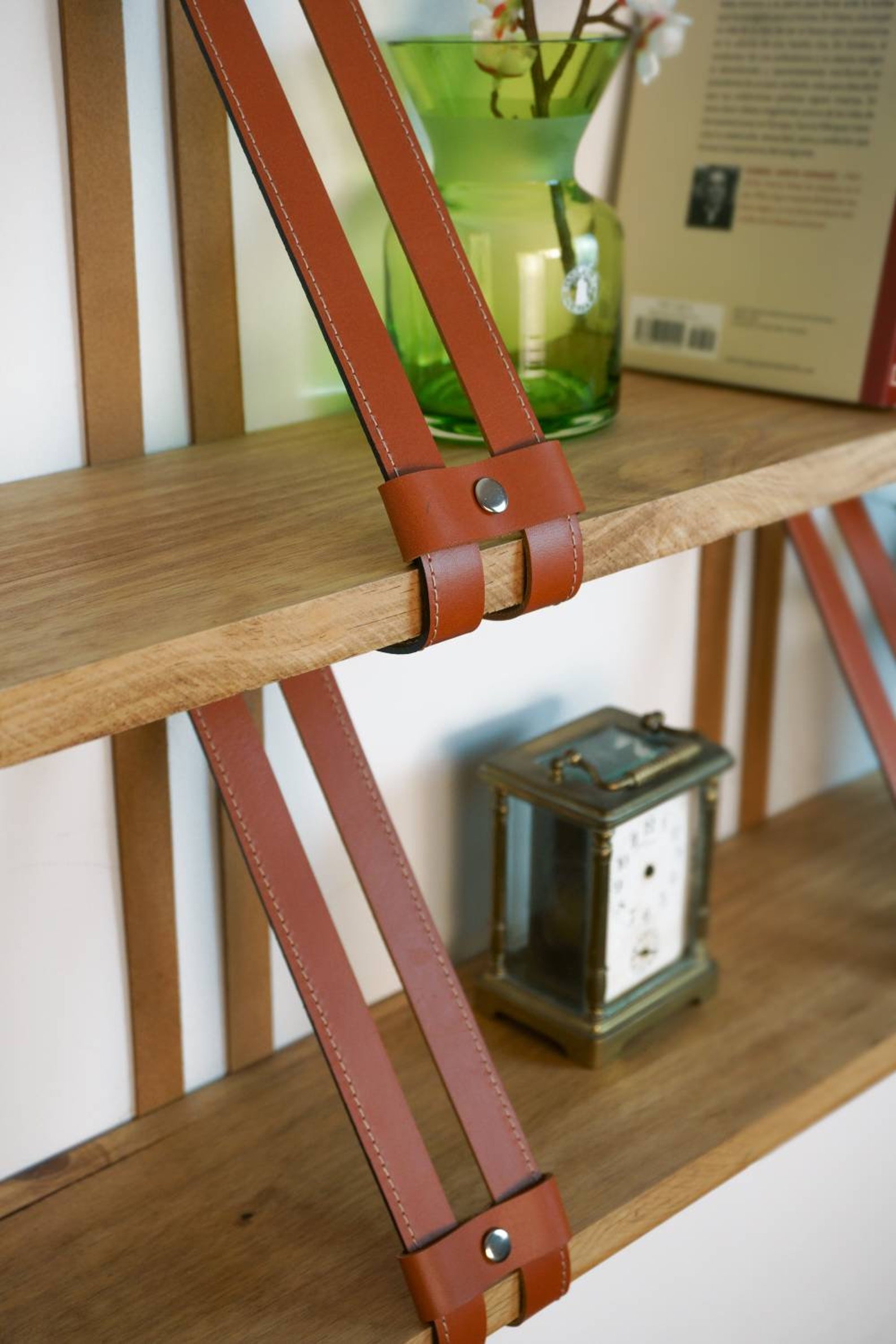 Leather Shelf Straps Nut Color Chic Office Decor Handmade - Etsy UK