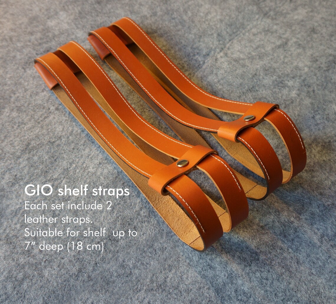Leather Shelf Straps Nut Color Chic Office Decor Handmade - Etsy